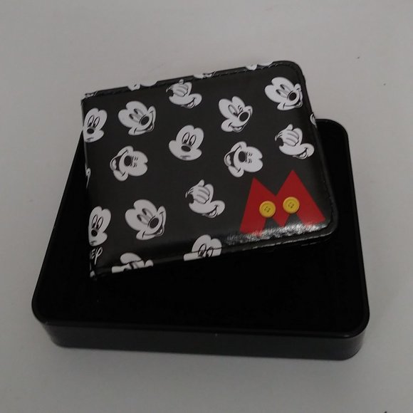 Disney | Bags | Disney Mens Bifold Black Mickey Mouse Wallet | Poshmark